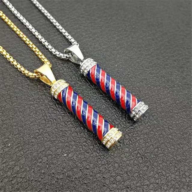 Iced-Out-Barber-Pole-Necklace-Pendant-With-Stainless-Steel-Chain-Gold ...