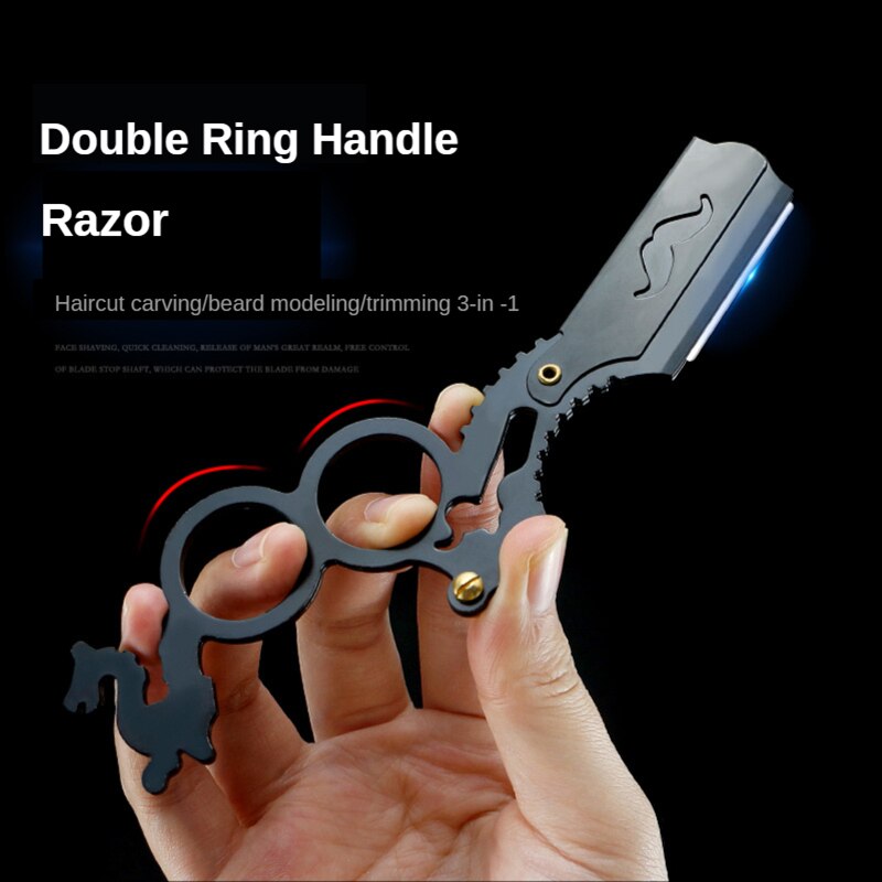 Double-Ring-Razor-Men-Stainless-Steel-Beard-Shaving-Knife-Straight ...