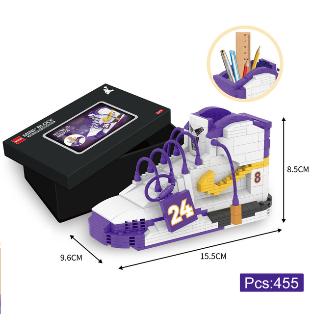 Sport Basketball Shoes Building Blocks Sneakers Models Pen Container ...