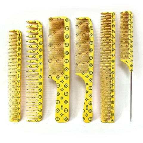6pc Stylish Yellow Barber Comb Set | BARBER JUNGLE